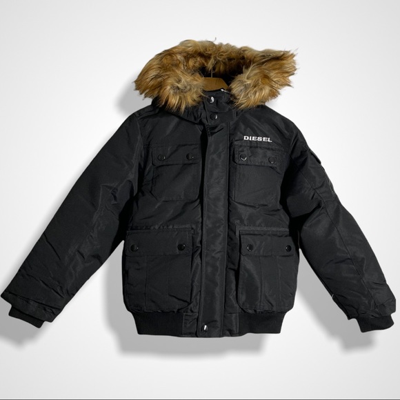 Diesel | Jackets & Coats | Diesel Boys Bomber Parka With Faux Fur Trim ...